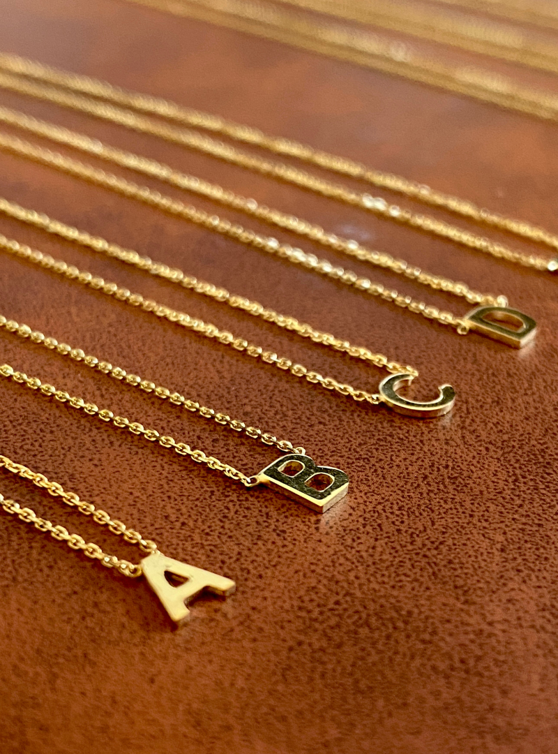 SOLID GOLD INITIAL NECKLACES – EL&RO Jewellery