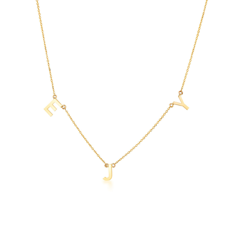 9k Solid Gold Petite Multiple Initial Necklace – EL&RO Jewellery